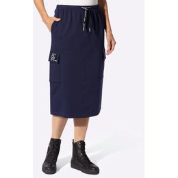 Sweatrock Inspirationen, Damen, Gr. 40, blau (marine), 100% Baumwolle, unifarben, wadenlang, R&ouml;cke