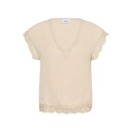 Kurzarmbluse Saint Tropez "Kurzarm-Bluse PigaoSZ", Damen, Gr. L, beige (creme), Obermaterial: 100% Polyester PES., Blusen