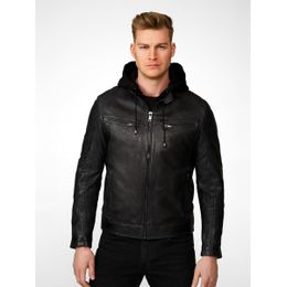 Lederjacke RICANO "Lederjacke Fabio", Herren, Gr. M, schwarz, Obermaterial: 100% Lammnappaleder LANA. Futter: 100% Baumwolle CO., normal, hoch geschlossener Ausschnitt, Jacken, Handgefertigt aus echtem Leder