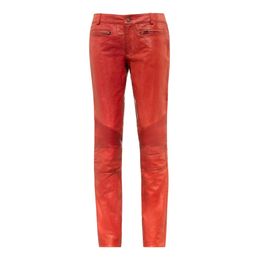 Bikerhose RICANO "Lederhose Donna", Damen, Gr. L, L&auml;nge 34, rot, Obermaterial: 100% Ziegennappaleder GONA., schmal, Hosen, Handgefertigt aus echtem Leder