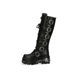 Plateaustiefel New Rock "Plateau Boots M-272-S1", Damen, Gr. 41, Normalschaft, schwarz, Obermaterial: 100% Rindnappaleder CNA., Schuhe, Handgefertigt, Made in Spain