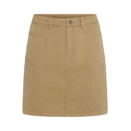 Midirock Kaffe "Rock KAbrynn", Damen, Gr. 38, beige (washed petrified oak twill), Obermaterial: 100% Baumwolle CO., R&ouml;cke