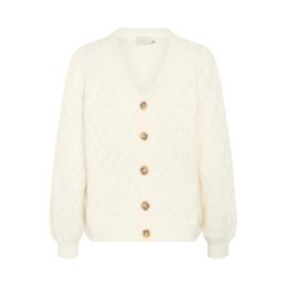 Strickjacke Kaffe "Strickjacke KArita", Damen, Gr. L, wei&szlig; (chalk), Obermaterial: 76% Polyacryl PAN. 21% Polyester PES. 3% Elasthan EL., Strickjacken Strickjacke