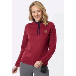 Stehkragenpullover Classic Basics "Stehkragen-Pullover", Damen, Gr. 38, rot (kirsche, marine), 100% Polyacryl, gemustert, mehrfarbig, Pullover Stehkragenpullover