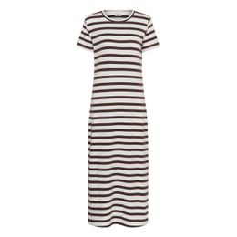 Midikleid Kaffe "Kleid KAellen", Damen, Gr. M, N-Gr, chalk, chocolate braun stripes, Obermaterial: 45% Polyester PES. 25% Baumwolle CO. 25% Viskose CV. 5% Elasthan EL., Kleider Midikleid