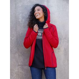 Fleecejacke Heine, Damen, Gr. 38, rot, 100% Polyester, gemustert, mehrfarbig, unifarben, Jacken Fleecejacke