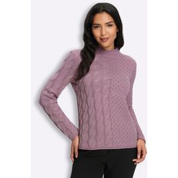 Stehkragenpullover Classic Basics "Stehkragen-Pullover", Damen, Gr. 44, mauve, 100% Polyacryl, unifarben, Pullover Stehkragenpullover