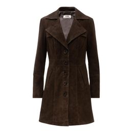 Kurzmantel RICANO "Mantel Lucie", Damen, Gr. S, braun (velour), Obermaterial: 100% Ziegenveloursleder GOVL. Futter: 100% Polyester PES., figurbetont, V-Ausschnitt, M&auml;ntel Kurzmantel, Handgefertigt aus echtem Leder