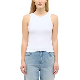 Kurzarmshirt Mustang "Damen Style Adena", Damen, Gr. M, wei&szlig;, Strick, 100% Baumwolle, Rundhals, Shirts