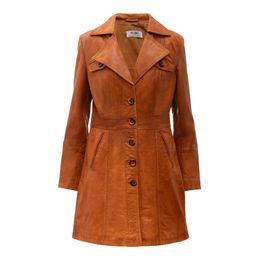 Kurzmantel RICANO "Mantel Lucie", Damen, Gr. L, cognac, Obermaterial: 100% Ziegenveloursleder GOVL. Futter: 100% Polyester PES., figurbetont, V-Ausschnitt, M&auml;ntel Kurzmantel, Handgefertigt aus echtem Leder