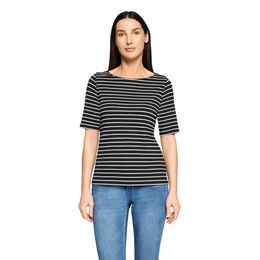 Kurzarmshirt Betty Barclay "Damen mit U-Boot-Ausschnitt", Damen, Gr. 36, schwarz, wei&szlig;, Jersey, Obermaterial: 95% Baumwolle, 5% Elasthan, tailliert normal, U-Boot-Ausschnitt, Shirts