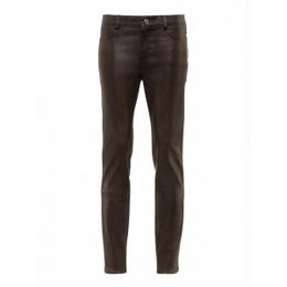 5-Pocket-Hose RICANO "Lederhose PND (Stretch)", Damen, Gr. S, L&auml;nge 34, braun, Obermaterial: 100% Lammnappaleder LANA., figurbetont, Hosen 5-Pocket-Hose, Handgefertigt aus echtem Leder