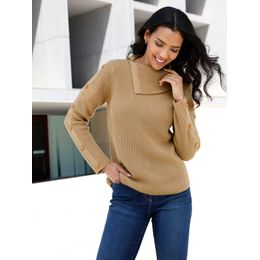 Strickpullover Classic Basics "Pullover", Damen, Gr. 38, beige (camel), 95% Polyacryl, 5% metallisierte Fasern, unifarben, Pullover Strickpullover