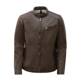 Lederjacke RICANO "Lederjacke Andre", Herren, Gr. L, braun, Obermaterial: 100% Lammnappaleder LANA. Futter: 100% Baumwolle CO., normal, hoch geschlossener Ausschnitt, Jacken, Handgefertigt aus echtem Leder