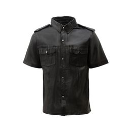 Langarmhemd RICANO "Lederhemd Lederhemd Langarm", Herren, Gr. 4XL, N-Gr, schwarz, Obermaterial: 100% Lammnappaleder LANA., schmal, Rundhals, Hemden, Handgefertigt aus echtem Leder