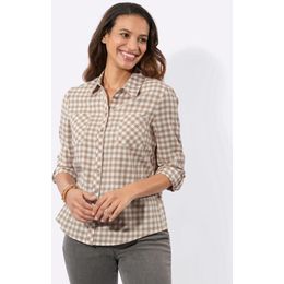 Flanellbluse Casual Looks, Damen, Gr. 40, beige (beige, ecru, kariert), 100% Baumwolle, gemustert, kariert, Blusen