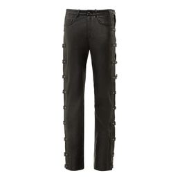 5-Pocket-Hose RICANO "Lederhose Buckle Schnallenhose", Herren, Gr. 31, L&auml;nge 34, schwarz, Obermaterial: 100% Rindnappaleder CNA., weit, Hosen 5-Pocket-Hose, Handgefertigt aus echtem Leder