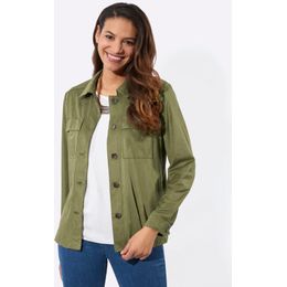 Lederimitat-Blazer Casual Looks "Lederimitat-Blazer", Damen, Gr. 40, schilf, 90% Polyester, 10% Elasthan, Blazer