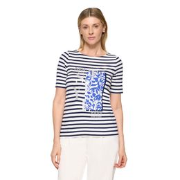 Kurzarmshirt Betty Barclay "Damen mit Placement", Damen, Gr. 36, wei&szlig;, dunkelblau, Jersey, Obermaterial: 95% Viskose, 5% Elasthan, tailliert normal, U-Boot-Ausschnitt, Shirts