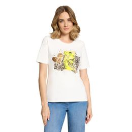Kurzarmshirt Betty Barclay "Damen mit Aufdruck", Damen, Gr. 36, patch creme, gelb, Jersey, Obermaterial: 95% Baumwolle, 5% Elasthan, tailliert normal, Rundhals, Shirts
