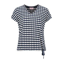 Kurzarmshirt Betty Barclay "Damen mit Tunnelzug", Damen, Gr. 36, dunkelblau, wei&szlig;, Jersey, Obermaterial: 62% Polyester, 36% Viskose, 2% Elasthan, figurumspielend normal, V-Ausschnitt, Shirts
