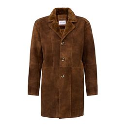 Ledermantel RICANO "Ledermantel Ignacio", Herren, Gr. L, braun (velour), Obermaterial: 100% Ziegenveloursleder GOVL. Futter: 100% Polyester PES., normal, V-Ausschnitt, M&auml;ntel