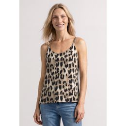 Spaghettitop Street One, Damen, Gr. 34, timeless beige, Stoff, 95% Viskose, 5% Elasthan, gemustert, normal normal, V-Ausschnitt, abgesteppt, Tops, aus softer Viskose