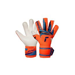 Torwarthandschuhe Reusch "Attrakt Gold X Evolution", Damen, Gr. 8, orange (orange, blau), 37% Polyester, 5% Polyamid, 49% Latex, 3% Synthetik, Handschuhe, f&uuml;r starken Halt bei jedem Wetter