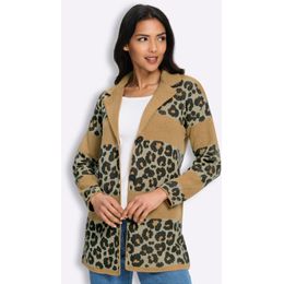 Strickjacke Classic Basics, Damen, Gr. 38, camel, graphit, gemustert, 100% Polyacryl, gemustert, gestreift, Strickjacken Strickjacke