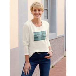 Langarmshirt Classic Basics "Rundhals-Shirt", Damen, Gr. 44, wei&szlig; (ecru, jade), 100% Baumwolle, bedruckt, gemustert, mehrfarbig, Rundhals, Shirts Langarmshirt