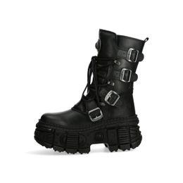 Ankleboots New Rock "Plateau Boots WALL373-S5", Damen, Gr. 37, Normalschaft, schwarz, Obermaterial: 100% Rindnappaleder CNA., Schuhe Ankleboots, Handgefertigt, Made in Spain