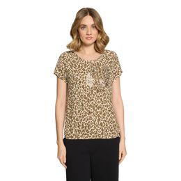 Kurzarmshirt Betty Barclay "Damen mit Gummizug", Damen, Gr. 36, beige (beige, khaki), Jersey, Obermaterial: 95% Viskose, 5% Elasthan, Basic, figurumspielend normal, Rundhals, Shirts