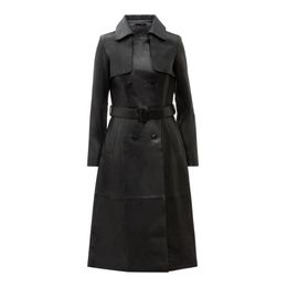 Ledermantel RICANO "Mantel Darcy", Damen, Gr. M, schwarz, Obermaterial: 100% Lammnappaleder LANA. Futter: 100% Polyester PES., schmal, V-Ausschnitt, M&auml;ntel, Handgefertigt aus echtem Leder