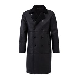 Ledermantel RICANO "Ledermantel Vicente", Herren, Gr. L, schwarz, Obermaterial: 100% Ziegenveloursleder GOVL. Futter: 100% Polyester PES., schmal, V-Ausschnitt, M&auml;ntel