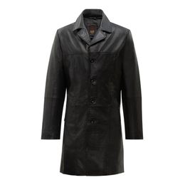 Ledermantel RICANO "Mantel Safari", Herren, Gr. L, schwarz, Obermaterial: 100% Lammnappaleder LANA. Futter: 100% Polyester PES., normal, V-Ausschnitt, M&auml;ntel, Handgefertigt aus echtem Leder