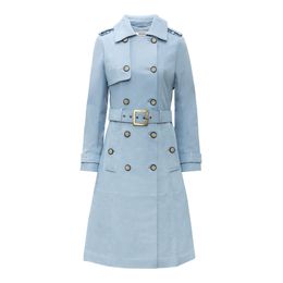 Trenchcoat RICANO "Mantel Gloria", Damen, Gr. L, blau, Obermaterial: 100% Lammnappaleder LANA. Futter: 100% Polyester PES., normal, V-Ausschnitt, M&auml;ntel, Handgefertigt aus echtem Leder