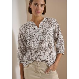 Druckbluse Cecil, Damen, Gr. M (40), light alabaster wei&szlig;, Web, Obermaterial: 100% Baumwolle, gebl&uuml;mt, l&auml;ssig geschnitten h&uuml;ftbedeckend, Rundhals, elastischer Bund, Blusen Druckbluse, 3/4-Arm Sommerbluse-Tunika mit Bl&auml;tterprint