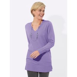Longpullover Classic Basics "Longpullover", Damen, Gr. 40, lila (lavendel), 50% Viskose, 28% Polyester, 22% Polyamid, unifarben, Pullover Longpullover