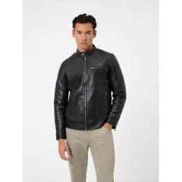 Lederjacke RICANO "Lederjacke Andre", Herren, Gr. L, schwarz, Obermaterial: 100% Lammnappaleder LANA. Futter: 100% Baumwolle CO., normal, hoch geschlossener Ausschnitt, Jacken, Handgefertigt aus echtem Leder