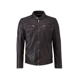 Bikerjacke RICANO "Lederjacke Gerard", Herren, Gr. L, braun, Obermaterial: 100% Lammnappaleder LANA. Futter: 100% Baumwolle CO., schmal, Rundhals, Jacken, Handgefertigt aus echtem Leder