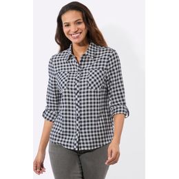 Flanellbluse Casual Looks, Damen, Gr. 40, schwarz-wei&szlig; (marine, ecru, kariert), 100% Baumwolle, gemustert, kariert, Blusen