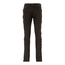 Lederhose RICANO "Lederhose S/L RT-101 (Buff Nubuk - geschn&uuml;rt)", Herren, Gr. 27, L&auml;nge 34, schwarz, Obermaterial: 100% B&uuml;ffelleder BL., normal, Hosen, Handgefertigt aus echtem Leder