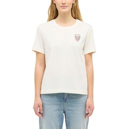 Kurzarmshirt Mustang "Damen Style Floris", Damen, Gr. M, sanftes wei&szlig;, Jersey, 100% Baumwolle, Rundhals, Shirts