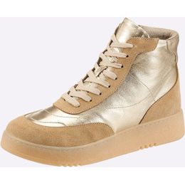 Sneaker Andrea Conti, Damen, Gr. 36, gold, beige, Glattleder, Leder, Rindsleder, Veloursleder, Schuhe Sneaker