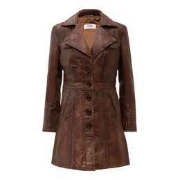 Kurzmantel RICANO "Mantel Lucie", Damen, Gr. L, braun, Obermaterial: 100% Ziegenveloursleder GOVL. Futter: 100% Polyester PES., figurbetont, V-Ausschnitt, M&auml;ntel Kurzmantel, Handgefertigt aus echtem Leder