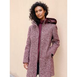 Langjacke Heine, Damen, Gr. 34, rosa (burgund, mauve, gemustert), 62% Polyester, 20% Baumwolle, 18% Wolle, Besatz:94% Polyacryl, 4% Polyester, 2% Elasthan, Einsatz:100% Polyester, Wattierung:100% Polyester, gemustert, mehrfarbig, Jacken Langjacke
