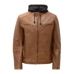 Lederjacke RICANO "Lederjacke Fabio", Herren, Gr. L, cognac, Obermaterial: 100% Lammnappaleder LANA. Futter: 100% Baumwolle CO., normal, hoch geschlossener Ausschnitt, Jacken, Handgefertigt aus echtem Leder