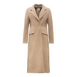 Langmantel RICANO "Mantel Grazia", Damen, Gr. L, cognac, Obermaterial: 100% Polyester PES. Futter: 100% Polyester PES., figurbetont, V-Ausschnitt, M&auml;ntel, Handgefertigt, Made in Italy