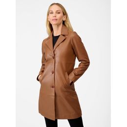 Kurzmantel RICANO "Mantel Marzia", Damen, Gr. L, cognac, Obermaterial: 100% Lammnappaleder LANA. Futter: 100% Polyester PES., normal, V-Ausschnitt, M&auml;ntel Kurzmantel, Handgefertigt aus echtem Leder