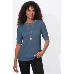 Kurzarmpullover Casual Looks "Kurzarm-Pullover", Damen, Gr. 36, rauchblau, 50% Baumwolle, 50% Polyacryl, unifarben, Pullover